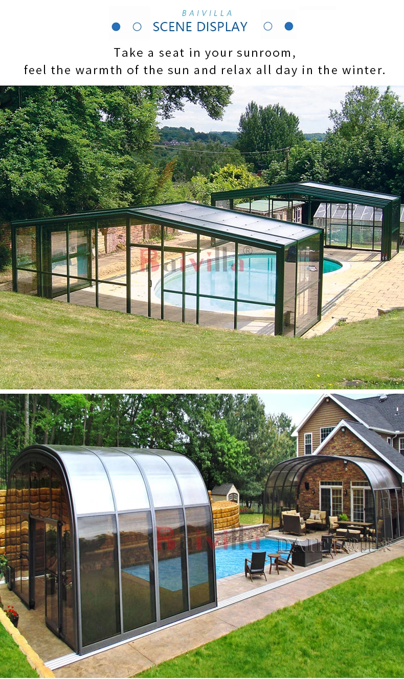Prefabricated Polycarbonate Glass Enclosure Swimming Pool Cover ...