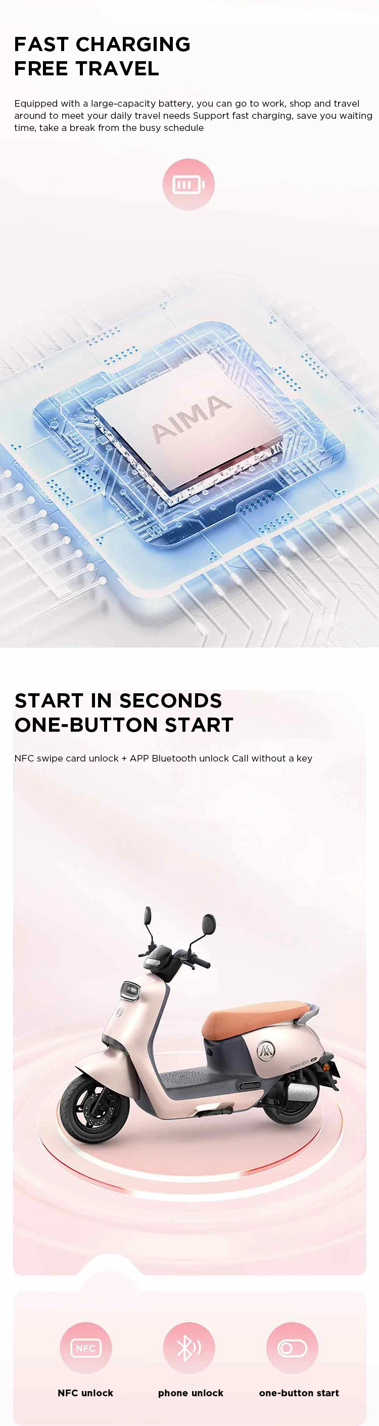 Aima E-motorcycle Lafite Q617 500w 60v 21.8ah Elektro Motorrad Electric Scooters Powerful Adult ...