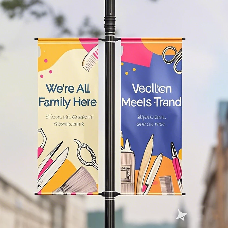 Portable Dual-Sided Street Light Pole Banners for Advertising Double ...