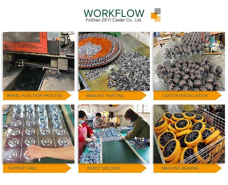 Cast Iron Core Pu Swivel Castor Wheel With Red Colour Heavy Duty Caster ...