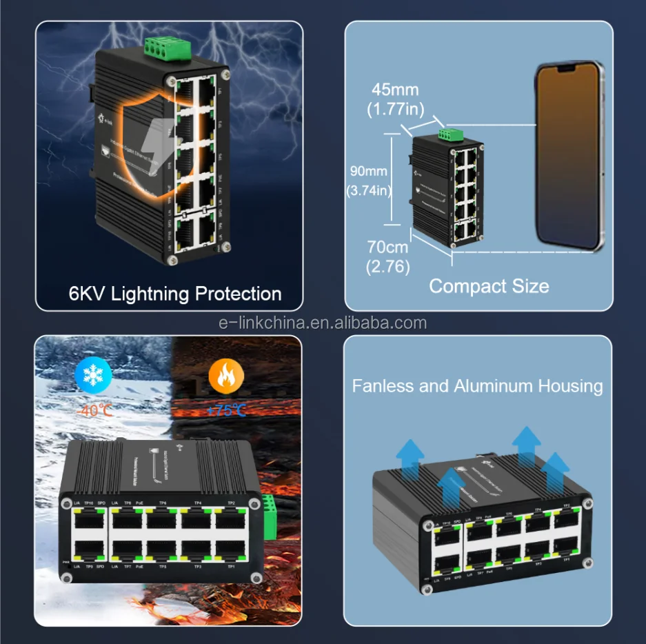 Mini 10 Port Gigabit Poe Switch - Compact & Efficient
