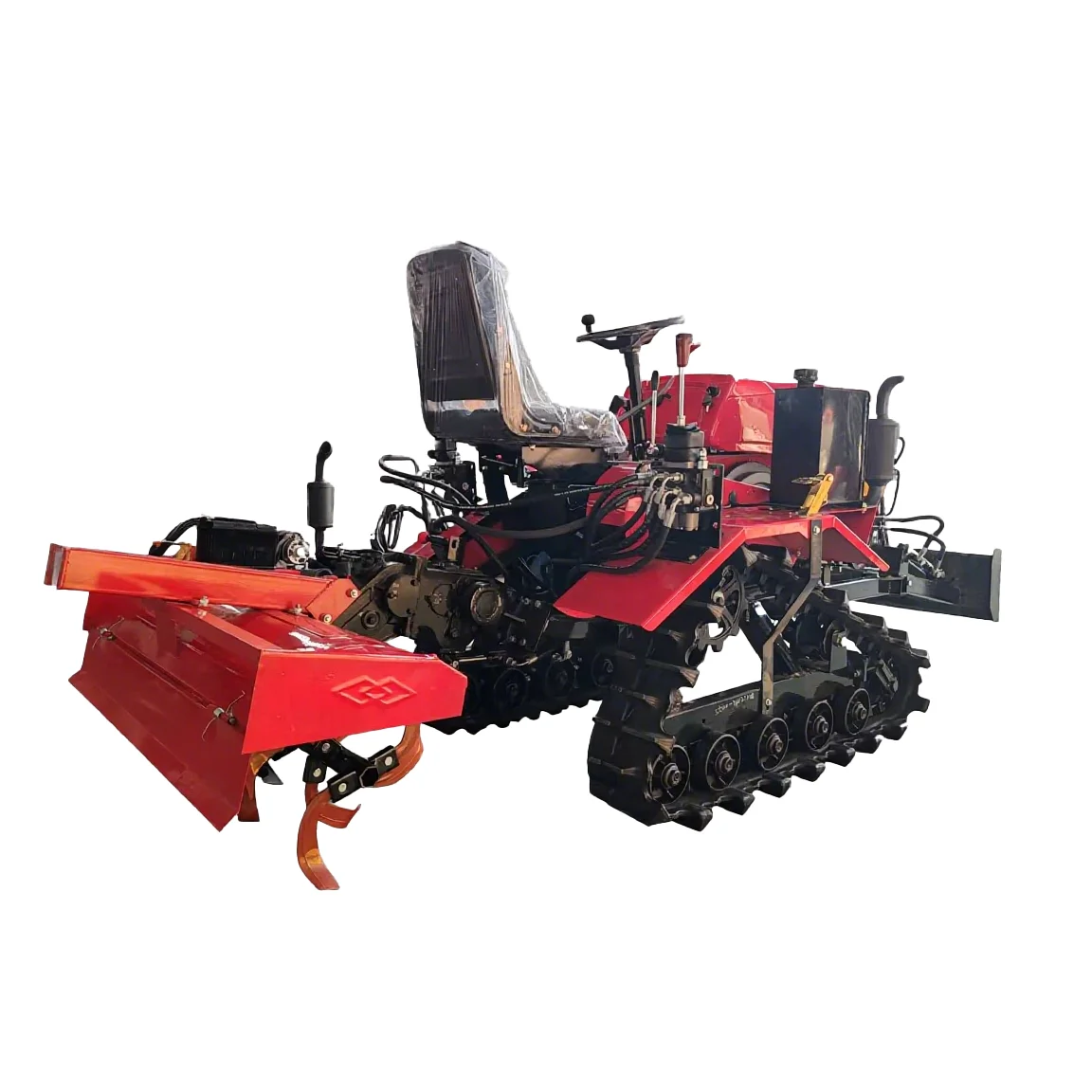 Agricultural Crawler Tractor with Rotary Tiller Attachment Used 2035HP ...