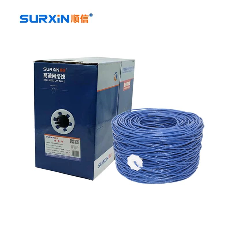 1000ft 305m Network Cat6 2x4p 23awg 24awg Unshielded Utp Solid Pvc Blue ...
