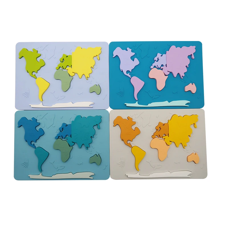 Silicone 3d World Map Puzzles Early Learning Matching Board Montessori ...