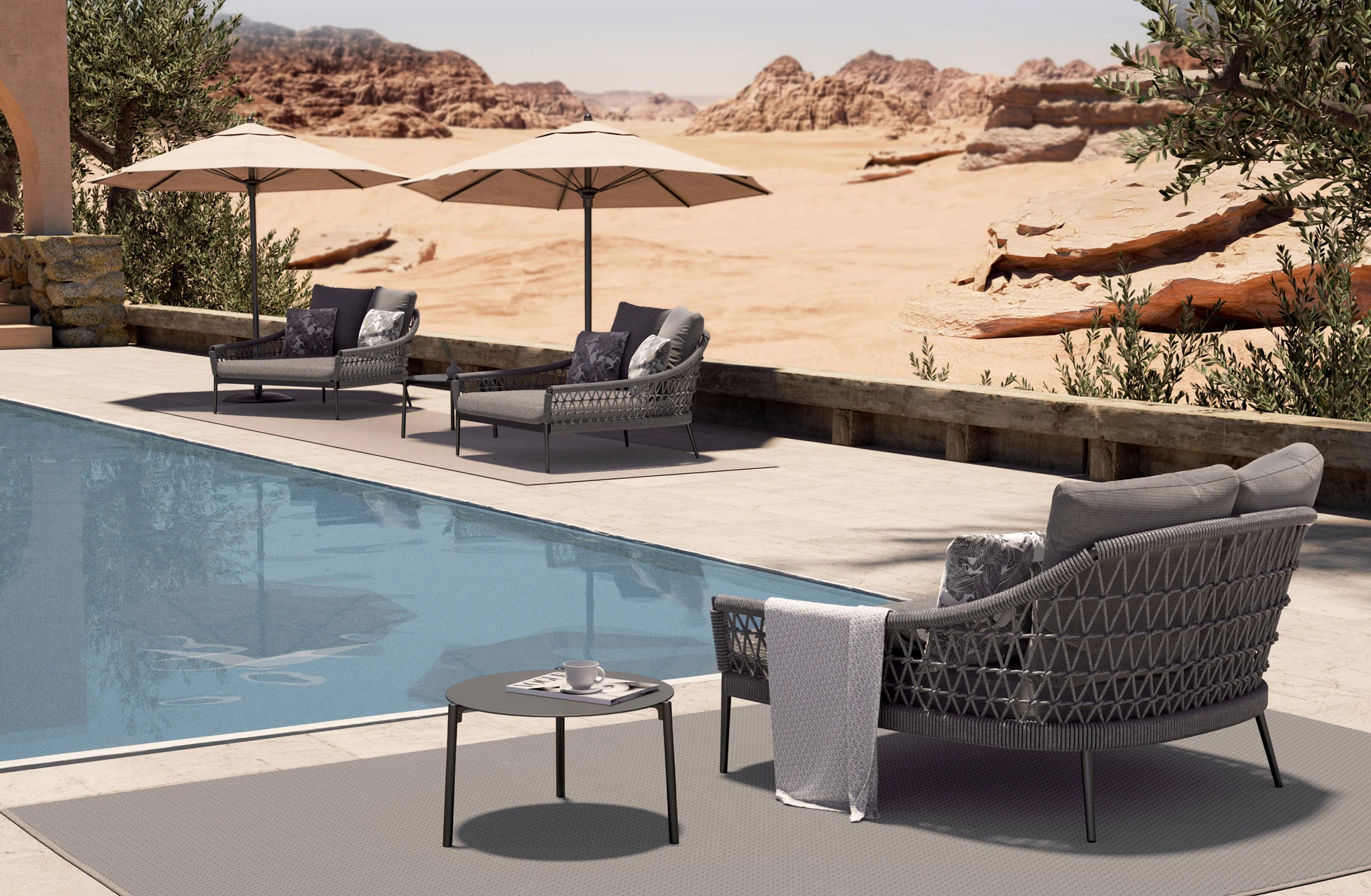 Artie Luxury Outdoor Rope Weaving Sun Bed All Weather Hotel Poolside ...