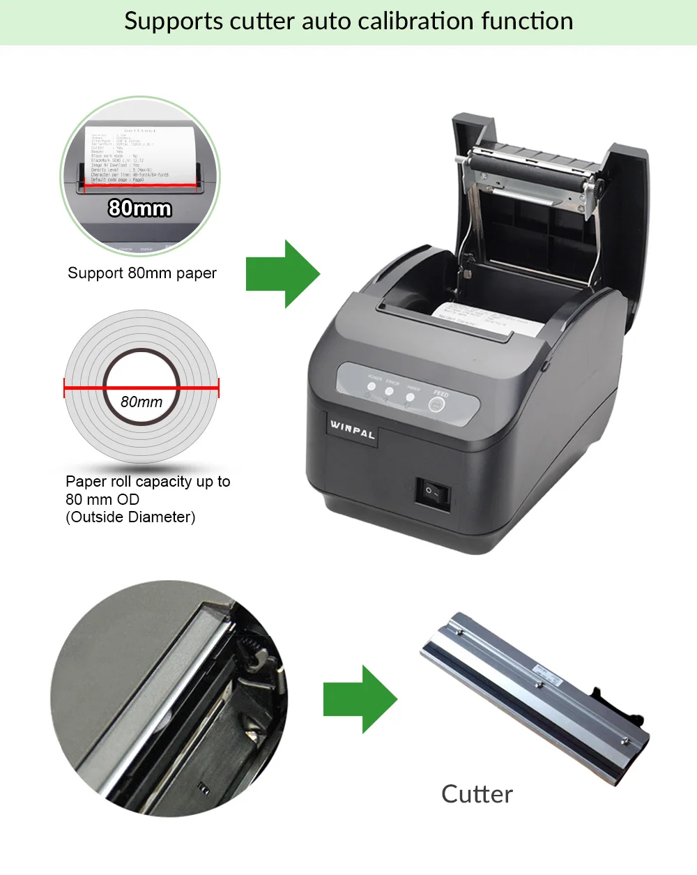 Winpal Wp-a2 Esc/pos Receipt Printer Desktop 80mm Bill Thermal Receipt ...
