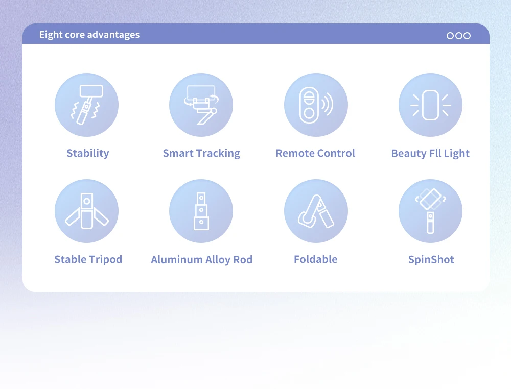 Gimbal Stabilizer Lamp Face Tracking With App Rotation Wireless Selfie ...