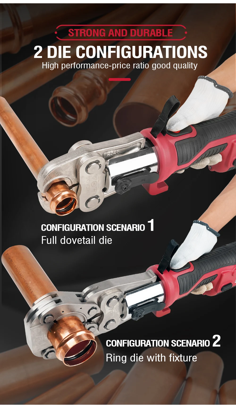 EMEADS GE-1550 Battery Powered Crimping Tool for COPPER V PROFILE PRESS ...