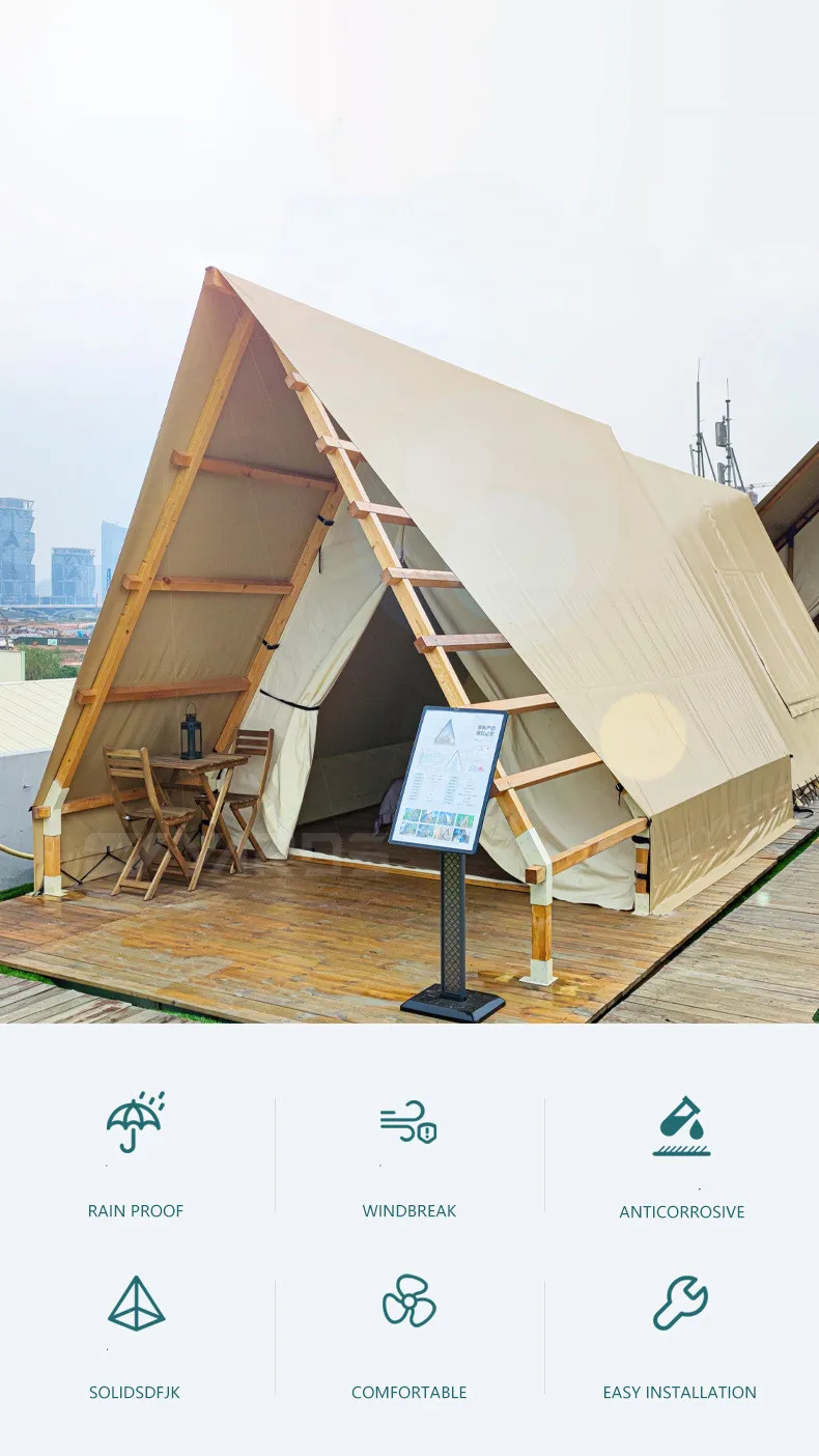 Outdoor Campground Triangle Tent Homestay Resort Scenic Wood Frame ...