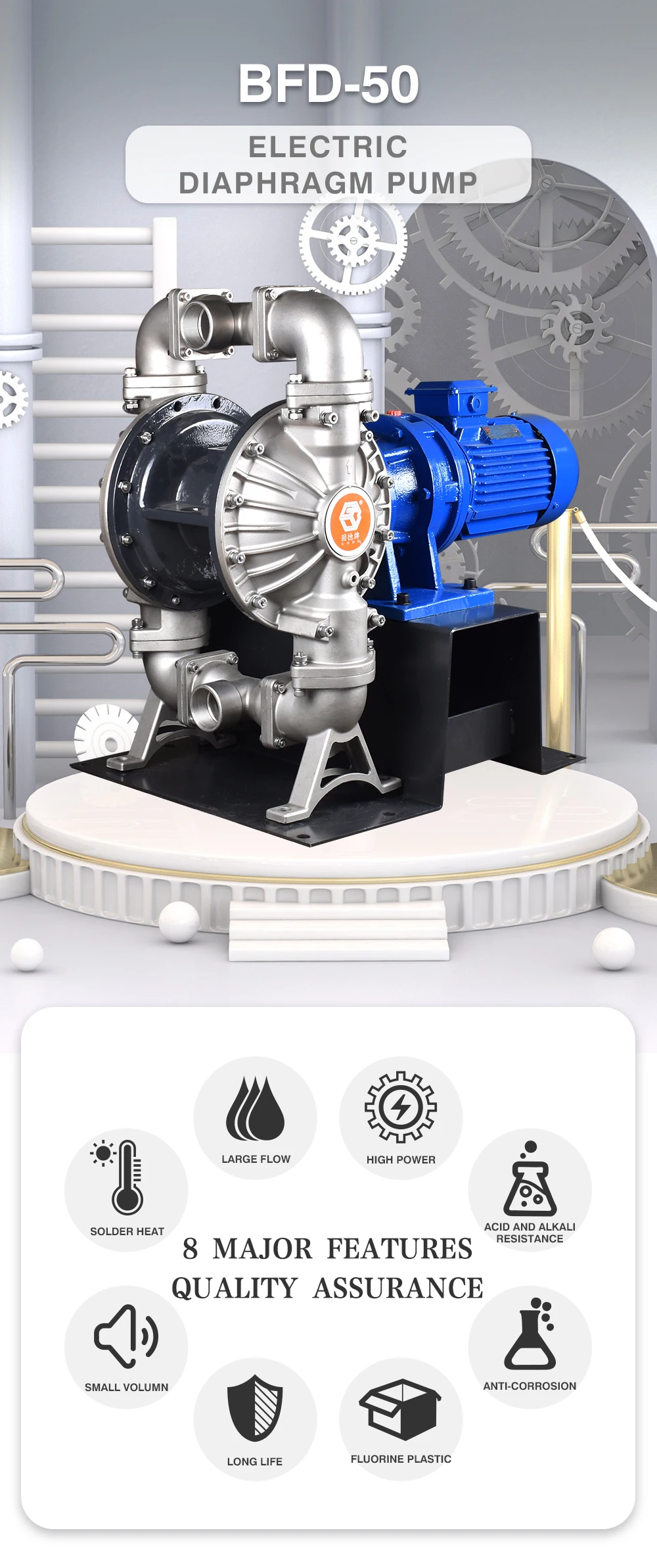 BFD-50P 2'' Stainless Steel Electric Diaphragm Pump_BFD_Electric Operated Diaphragm Pumps_GODO PUMPS