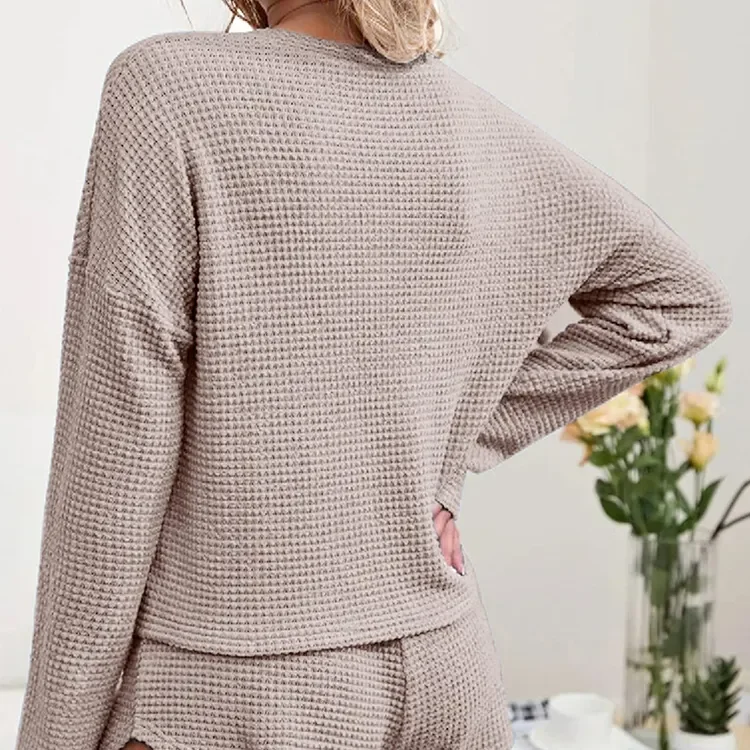Shop Our Fashion Soft Waffle Knit Long Sleeve Set for Women