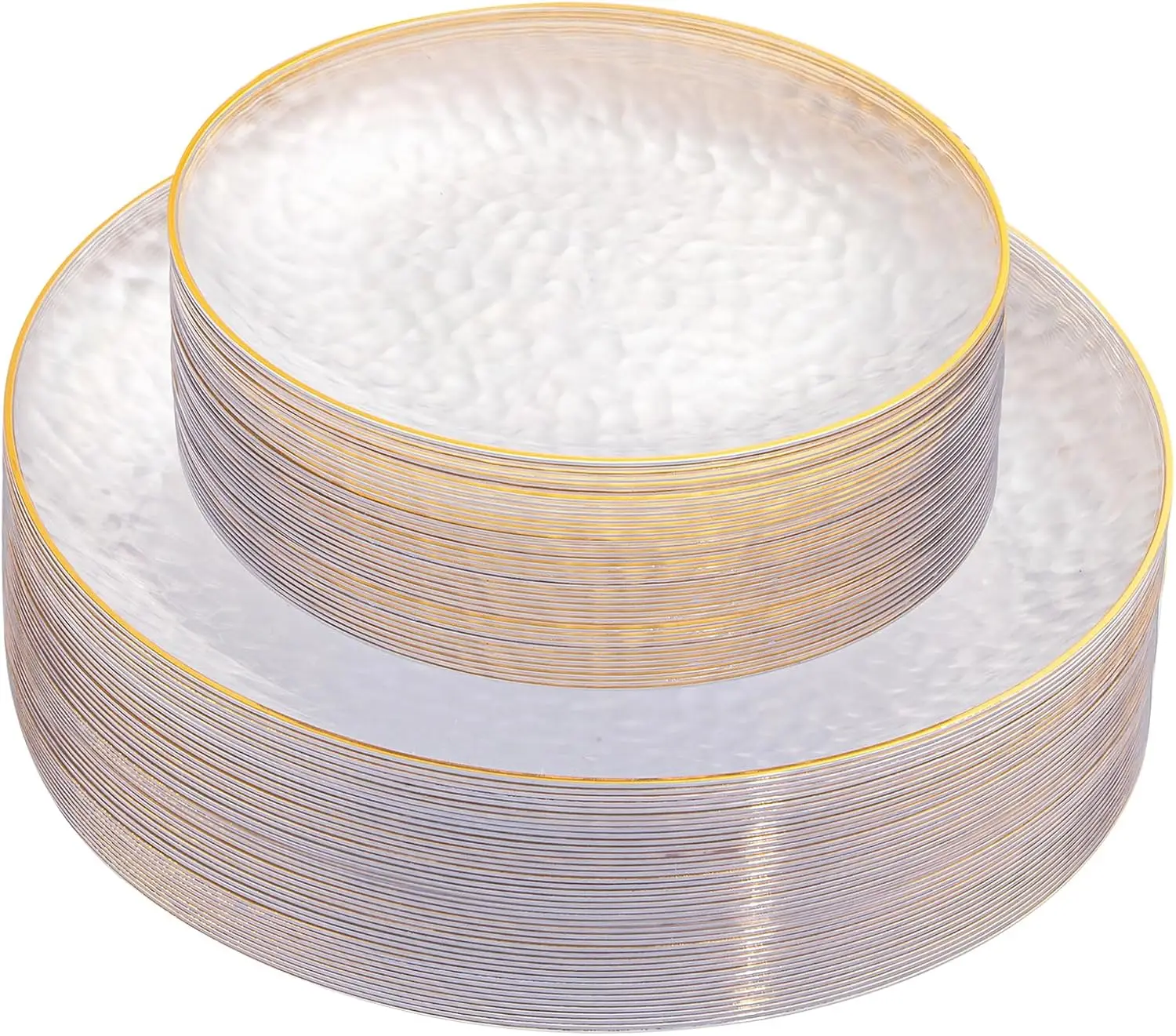 Wholesale 50Pcs Clear Plastic Plates,Clear Disposable Plates With Gold ...