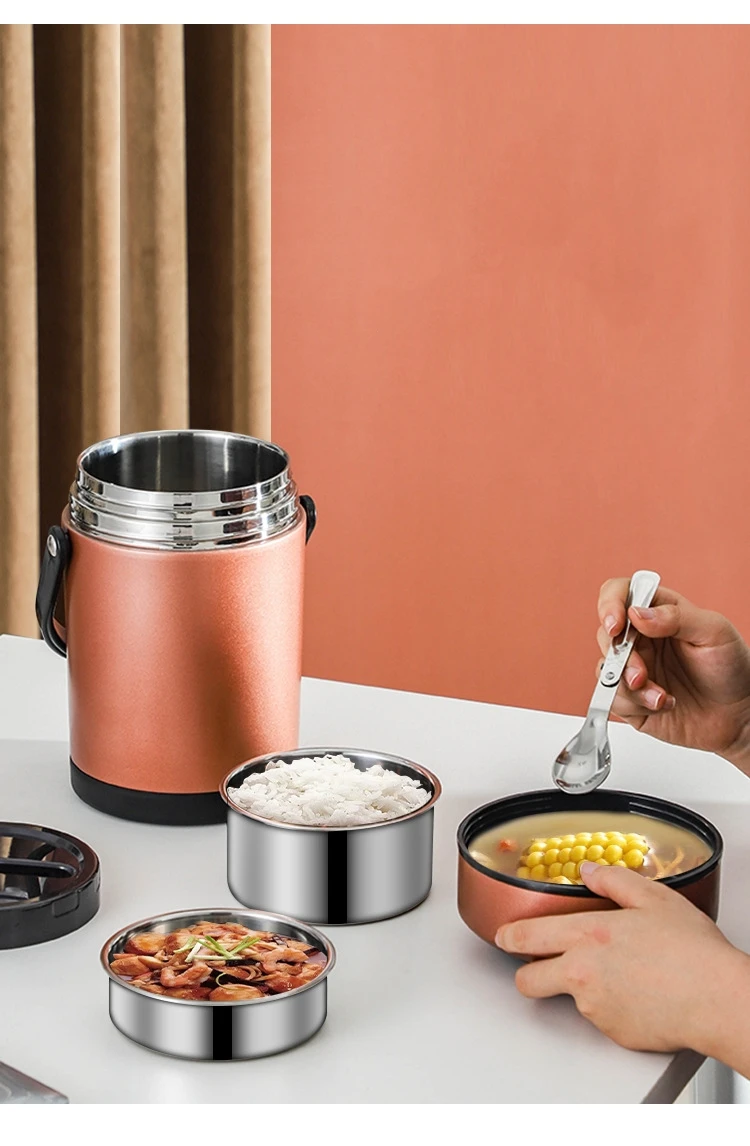 Double Wall Thermal Food Jar Stainless Steel Insulated Bowls Metal PP ...