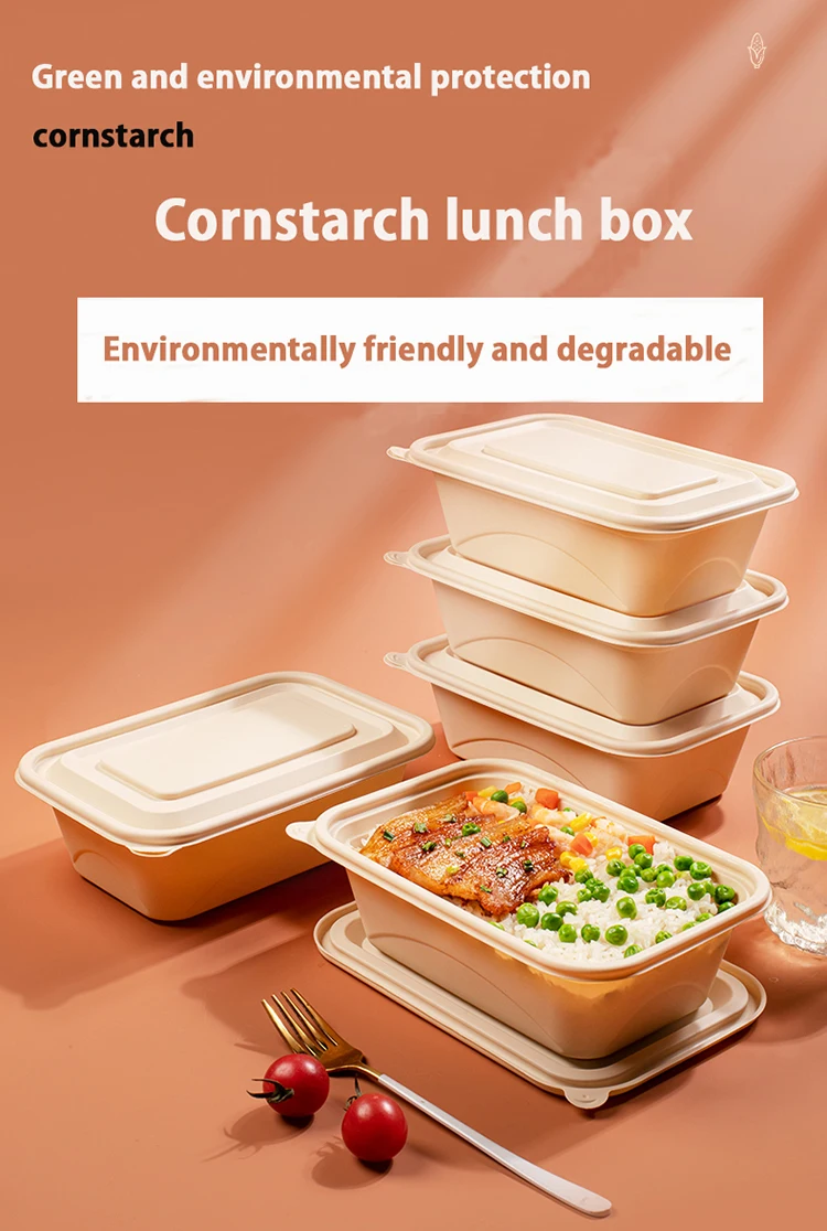 Biodegradable Take-away Food Container Corn Starch Rectangular Single ...