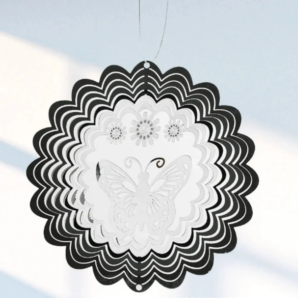 Rotating Stainless Steel Butterfly Blower Mirror Reflecting Wind Chime ...