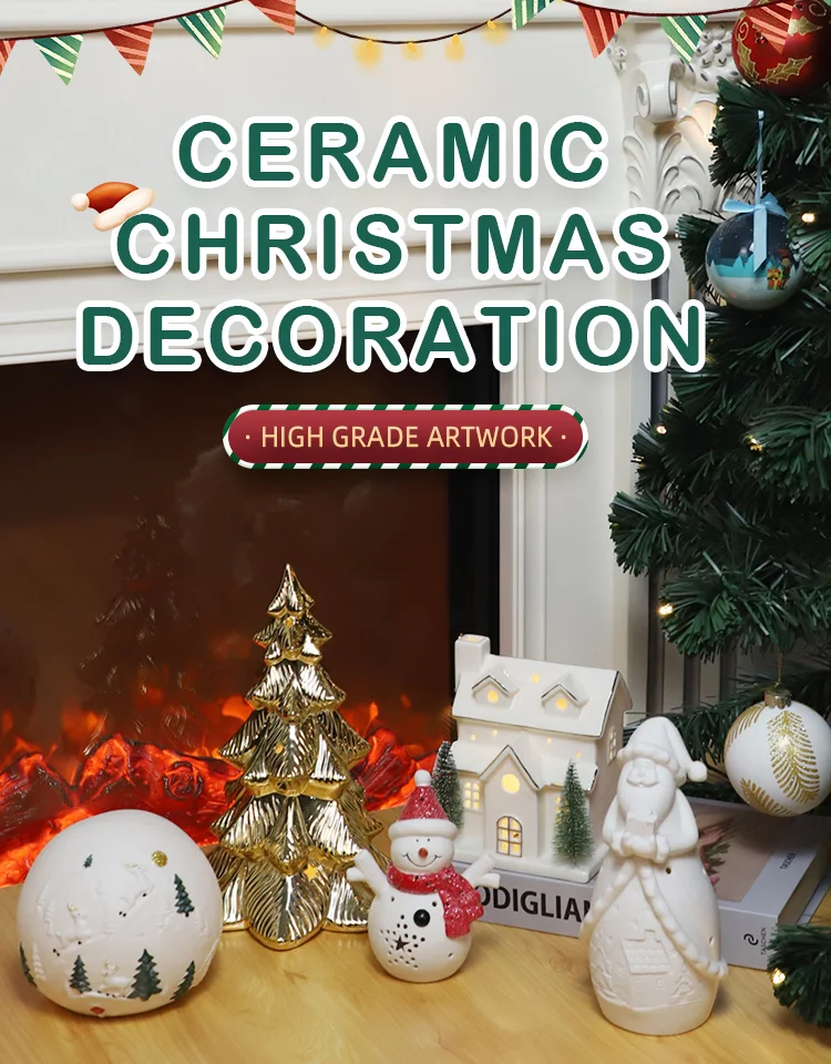 Decorative Figurine Display for Holiday Ceramic Christmas Trees Ceramic ...