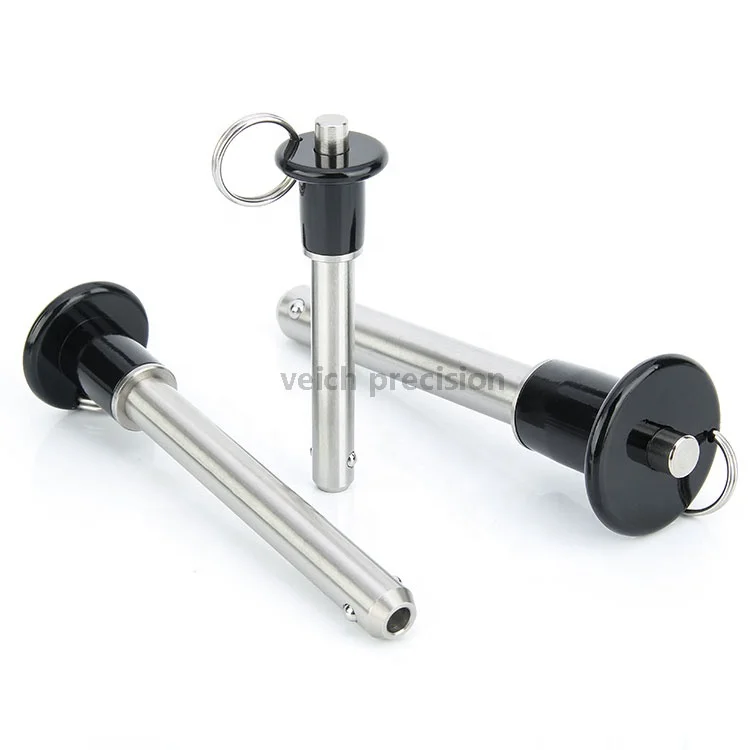 Quick Release Ball Lock Pin - Stainless Steel & Cable Lanyard