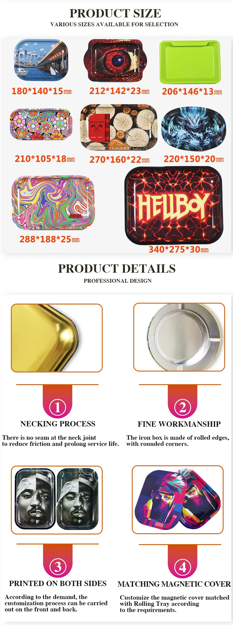 Custom Logo Design Metal Rolling Tray - Buy Custom Printed Metal ...