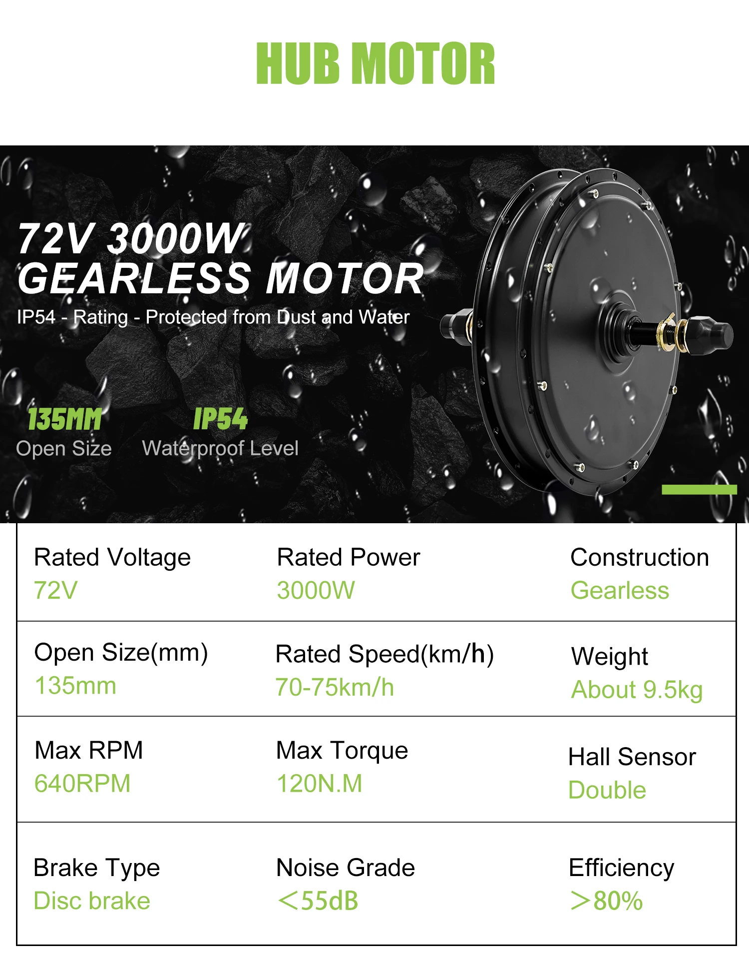 GreenPedel 3000W Electric Bike Conversion Kit LCD Display 72V Rear High ...