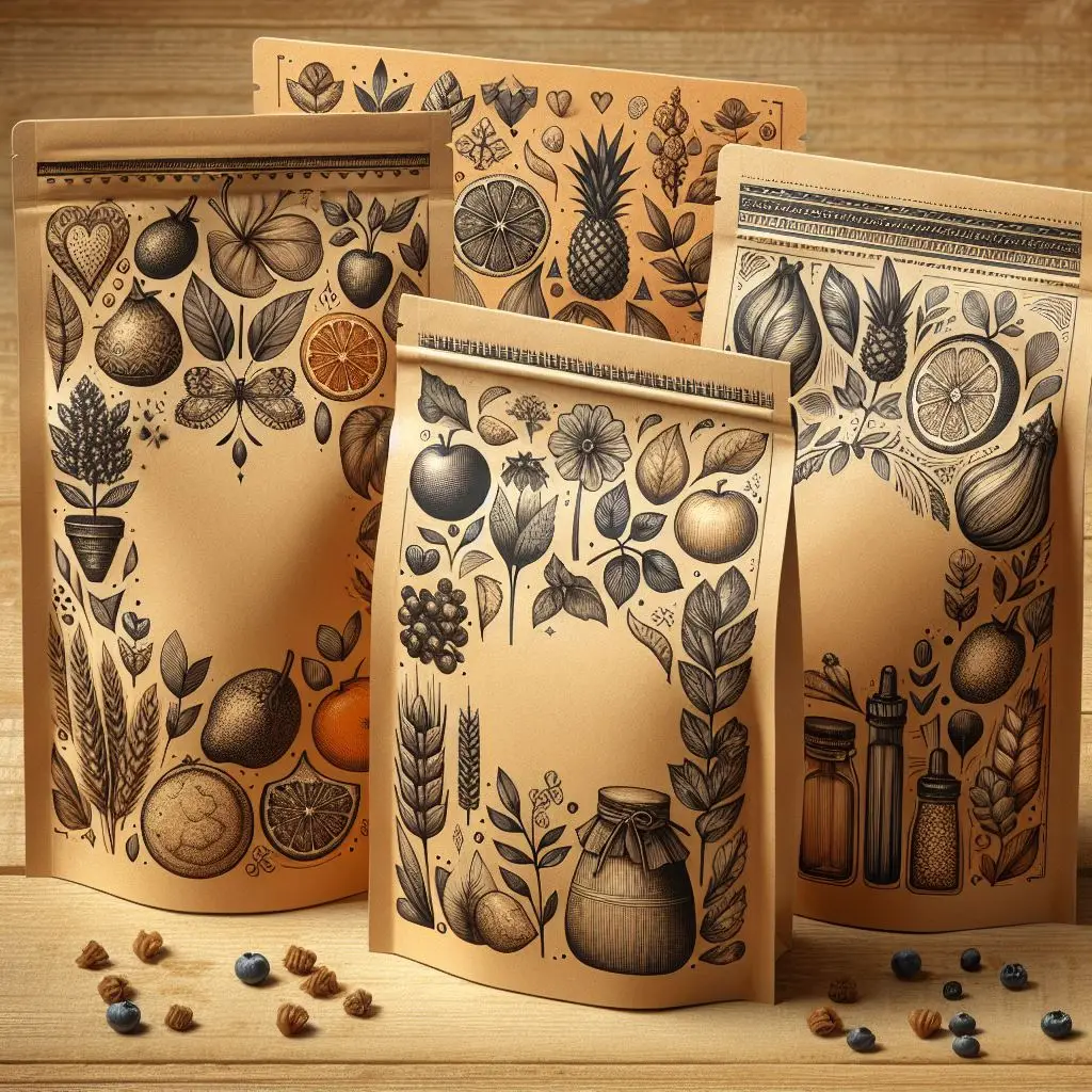 Kraft Paper Sachet Stand up Pouch - Customizable & Durable