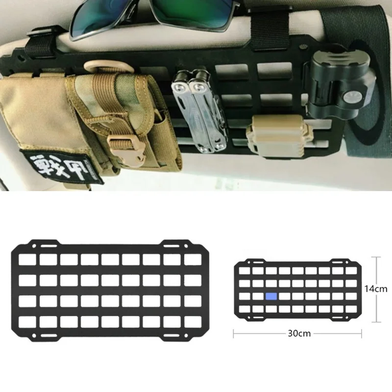 300*140*3mm Tactical Strap Sun Visor Organizer Vehicle Molle Grid Car ...
