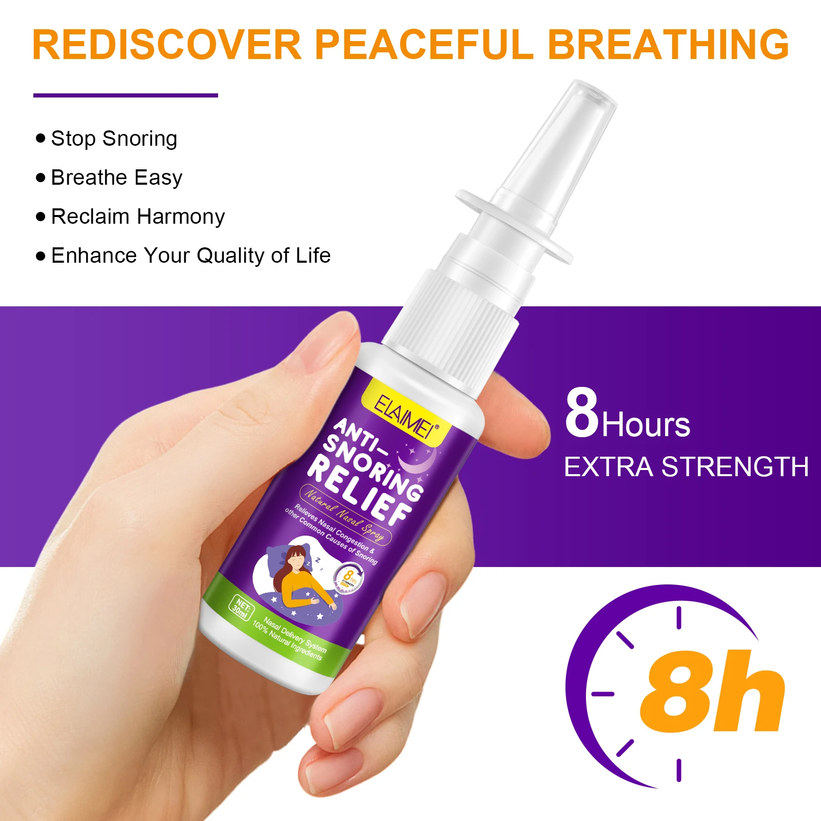 ELAIMEI Anti Snoring Relief - Natural Nasal Spray Solution