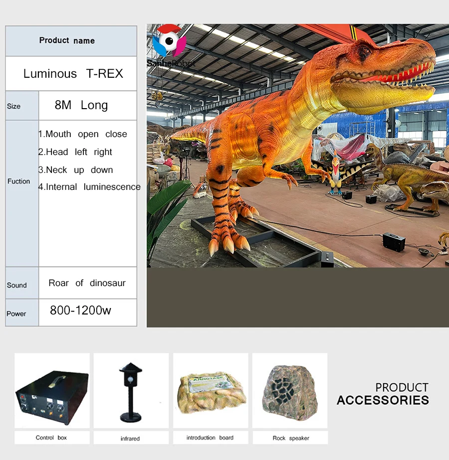 Life Size Real Animatronics Tyrannosaurus T Rex Internal Luminous Dinosaurs for Dino Park Bar ...