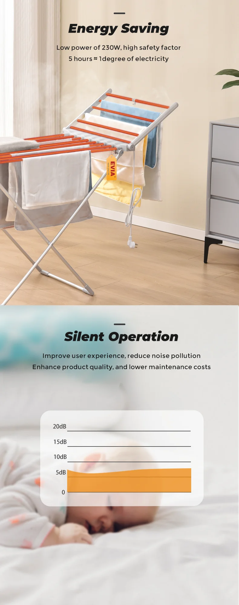 Evia Folding Electric Clothes Drying Rack Portable Winged Electric ...