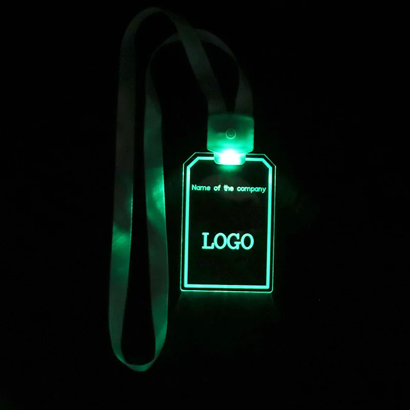 OEM Logo Led ID Acrylic Holder with Lanyard for Party Club Lighting up ...