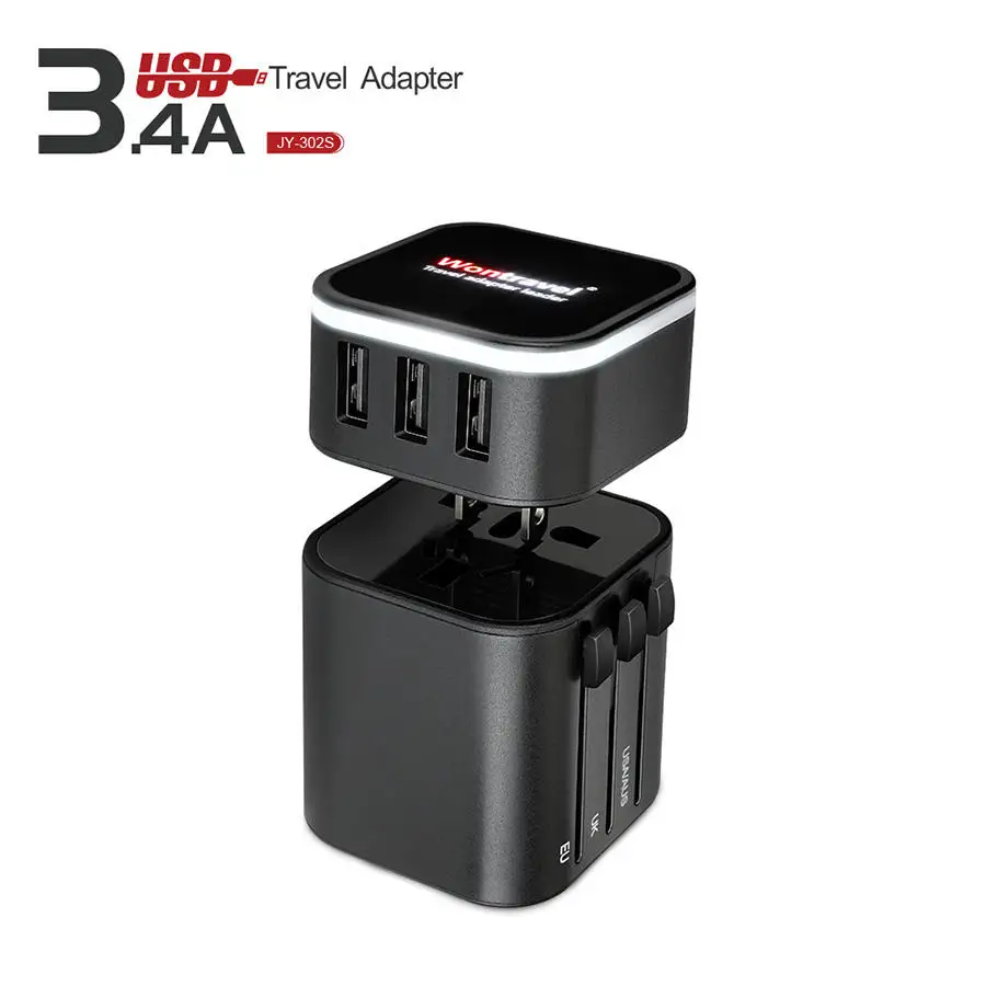 All In One Travel Adapter 4 in 1 Uk Eu Us Fast Charger Portable Travel ...