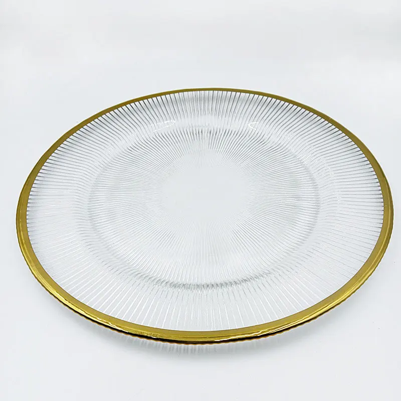 Acrylic Clear Charger Plate With Gold Trim Plastic Charger Plates With ...