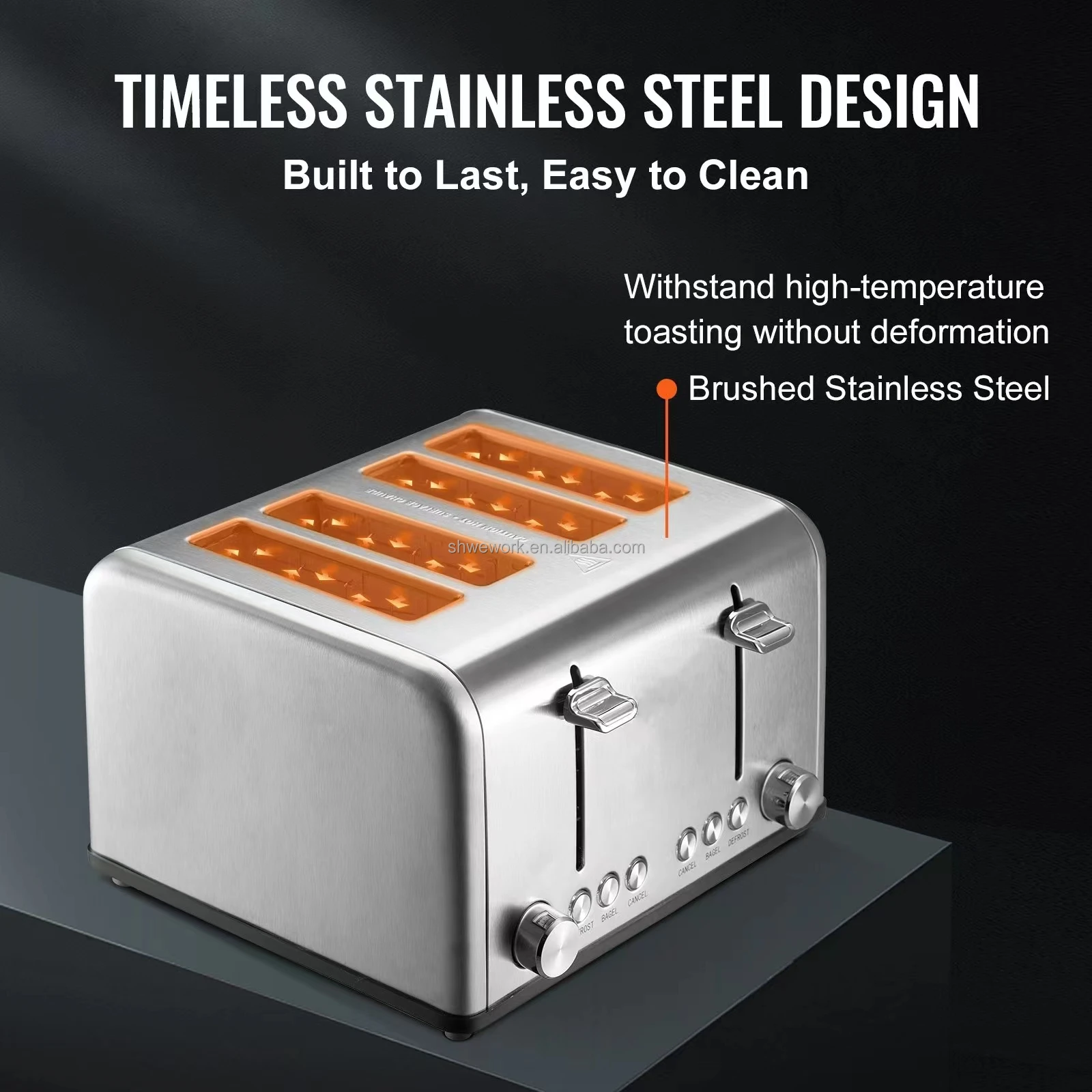 Wework Stainless Steel Toaster 4 Slice 1650W - 5 Gear