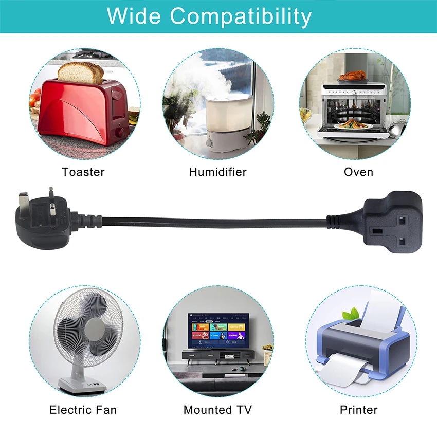 British 16A 250V Ac Extension Lead Converter UK H05vvf Fused Iec Socket ...