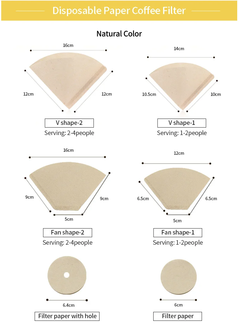 Unbleached Disposable Natural V-shaped Filter Coffee Filter Paper For ...