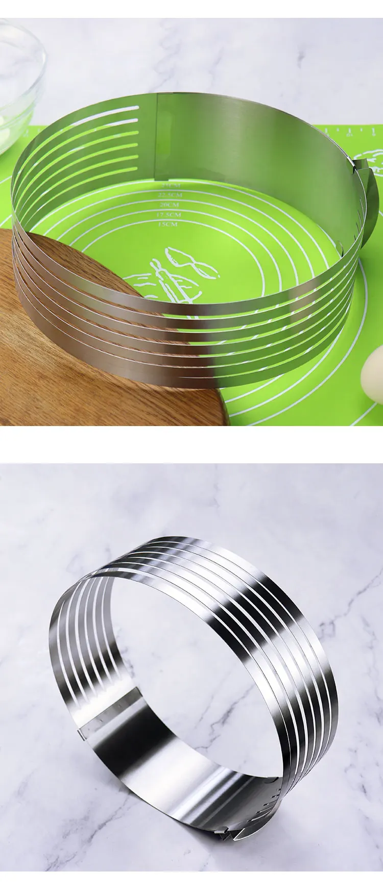 Stainless Steel Cake Cutter Ring Adjustable Round Mousse Ring And Dough ...
