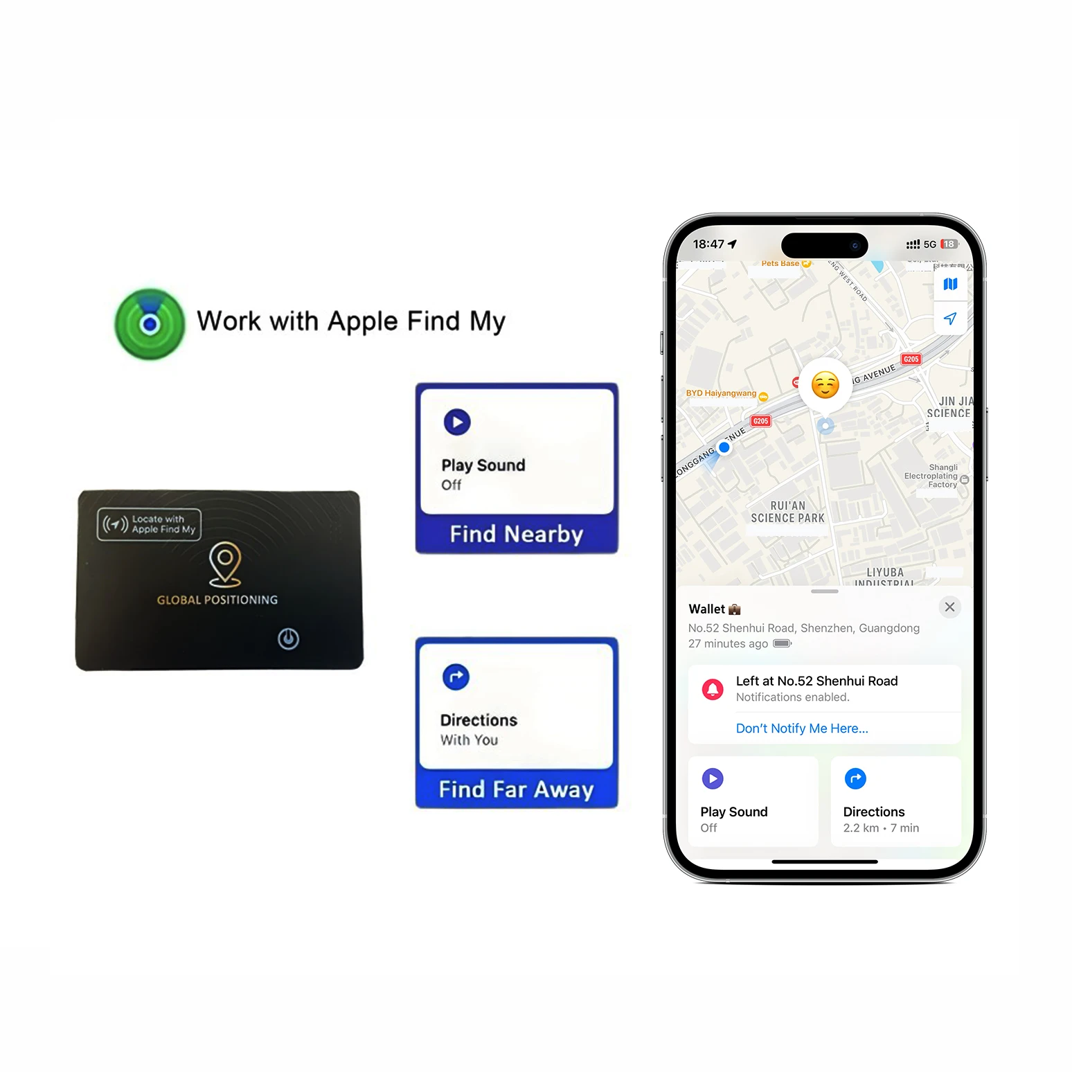 Positioning Smart Air Card RFID NFC Blocking Card PVC Anti-lost Locator ...