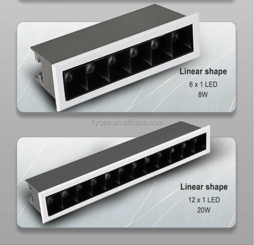 Kyqee Comercial Lighting Fixed Recessed Led Linear Grille Light Ceiling ...
