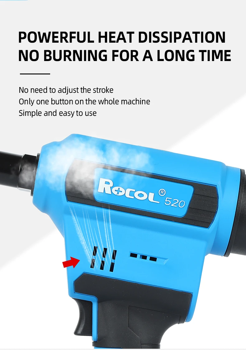 Rl-520 Electric Rivet Gun Cordless Lithium Battery Riveting Tool Quick Charge Efficient Riveter ...