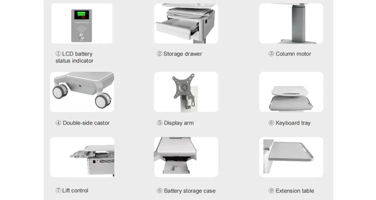 Mobile Workstation Laptop Trolley Medical Information Collector With ...