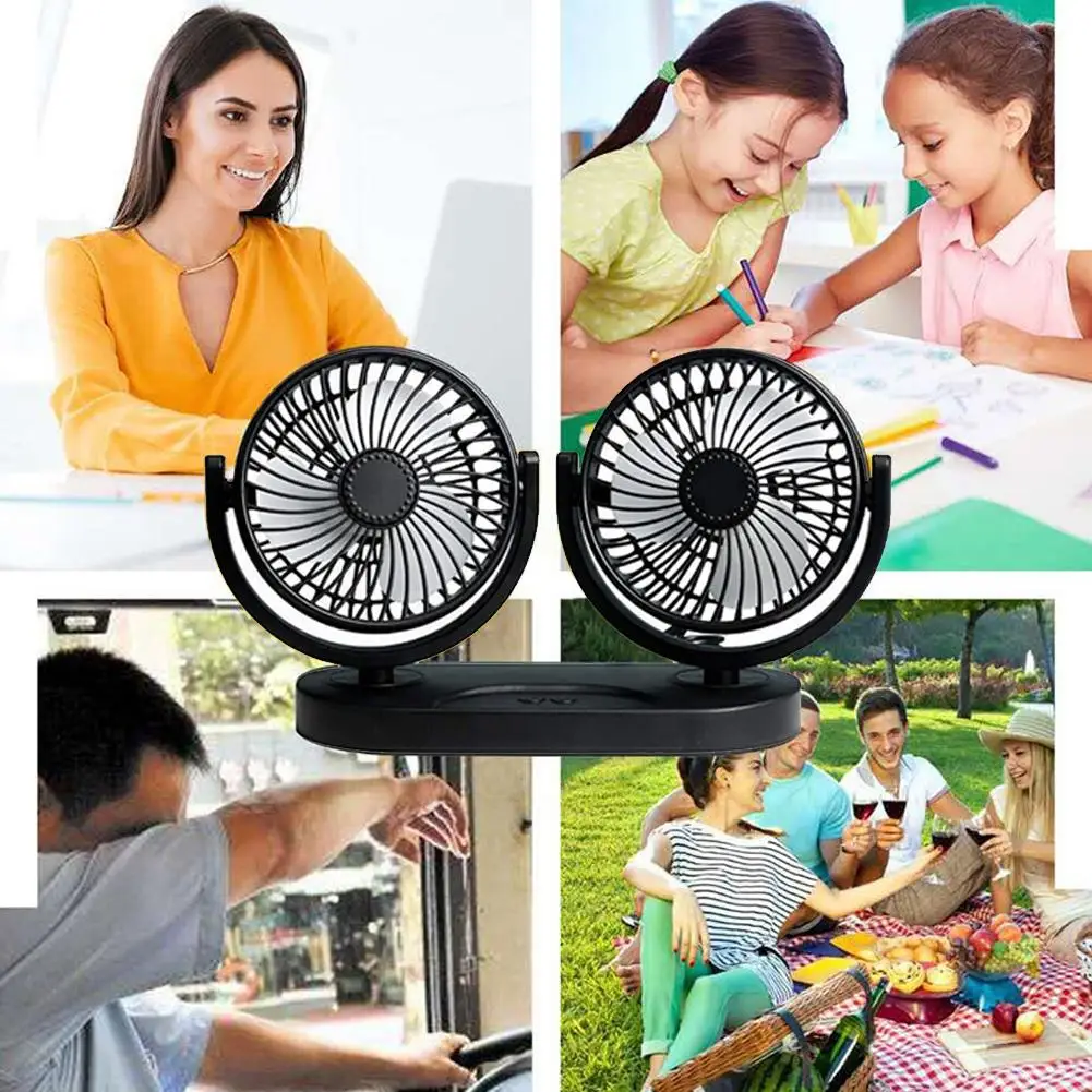 12v Adjustable Electric Fan 360 Rotatable Usb Powered Car Cooling Fan ...