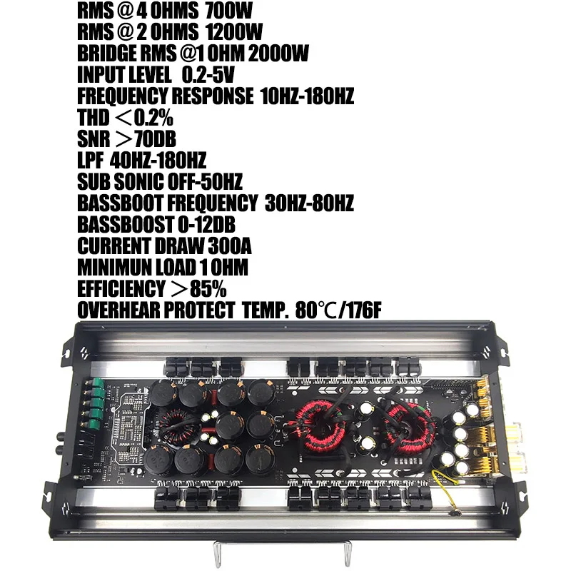 Monoblock Class D Car Amplifier 12V Auto RMS Power with Crossovers ...