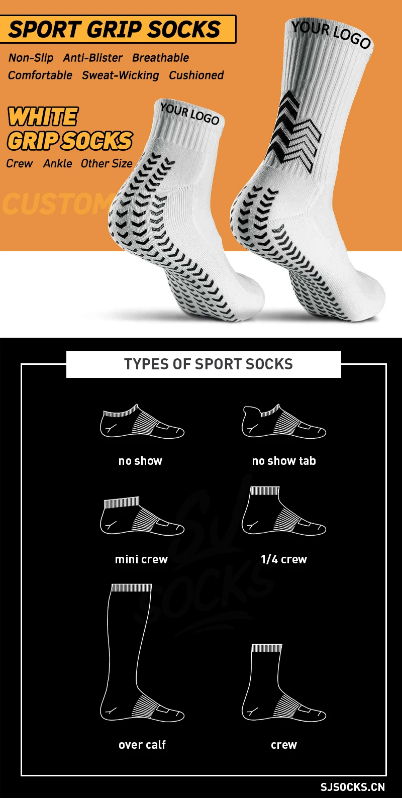 Custom Socks With Grips Design Logo Unisex Sports Socks Non Slip ...