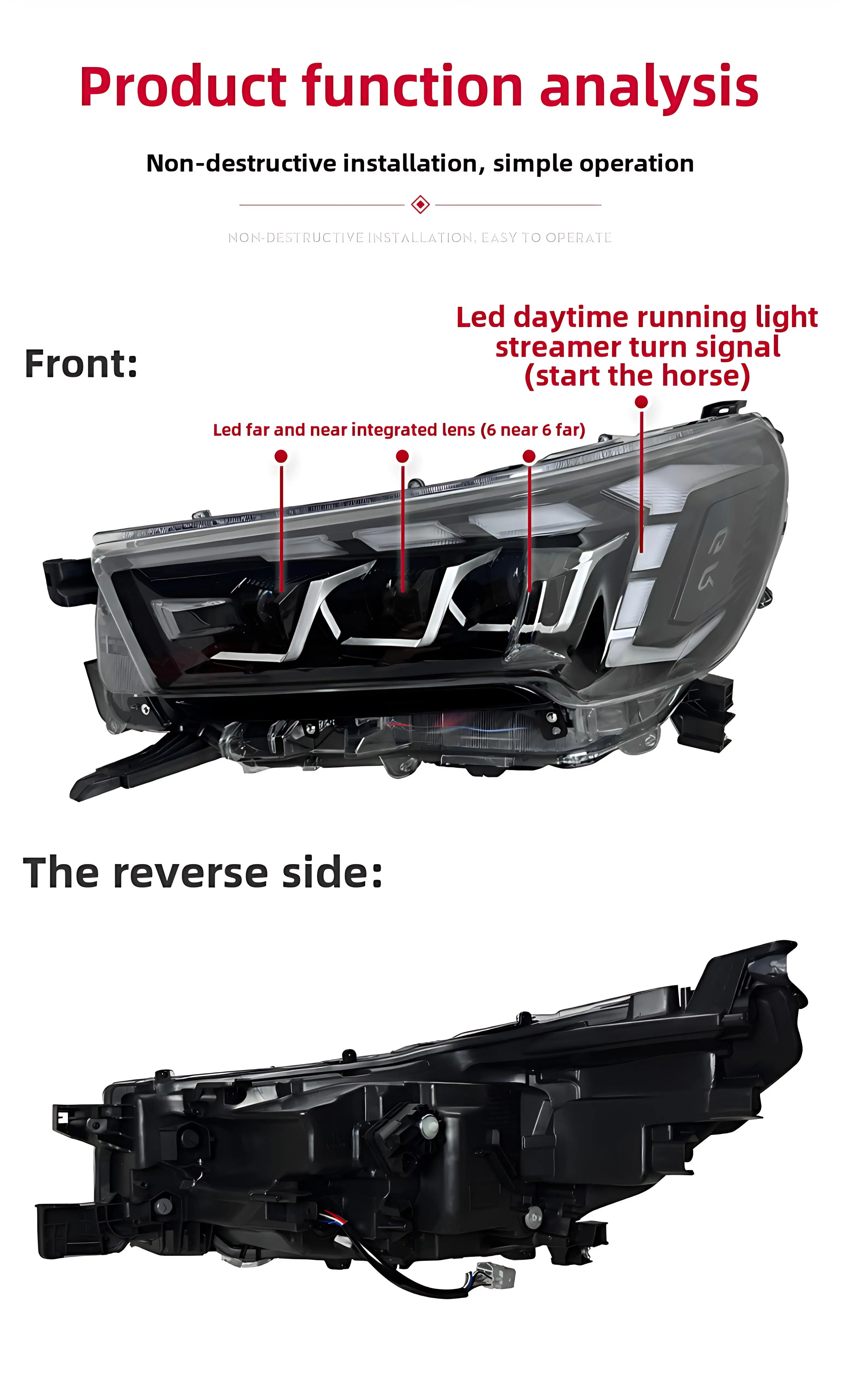 Headlamp Assembly Modified LED Day Running Flow Signal High Quality ...