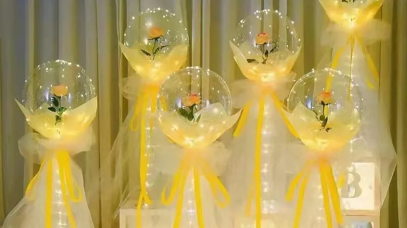 High Quality Led Bobo Balloon Rose Bouquet Luminous Rose Bobo Balloon ...