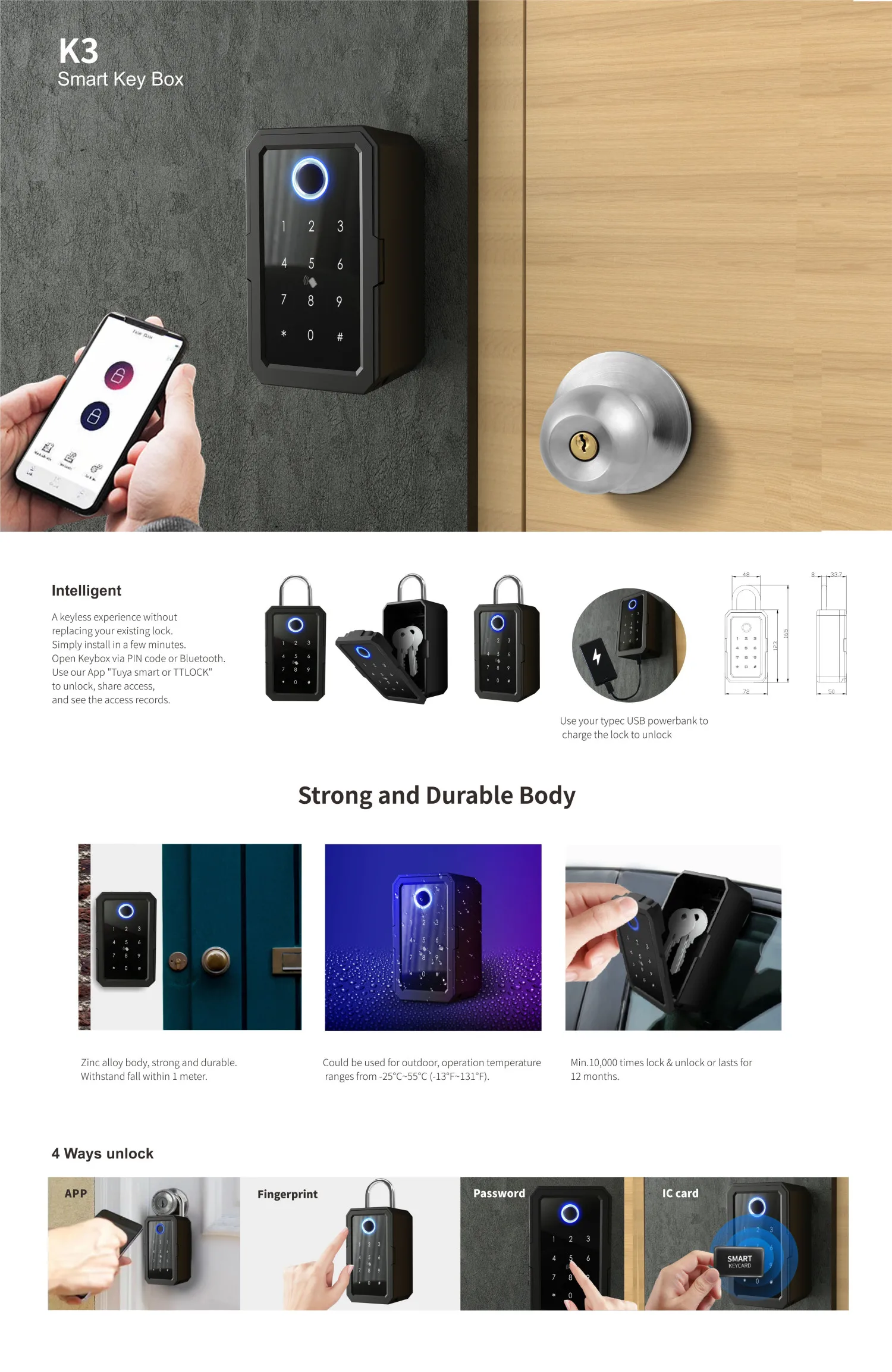 Tuya Ttlock Keybox - Secure Key Storage with Fingerprint