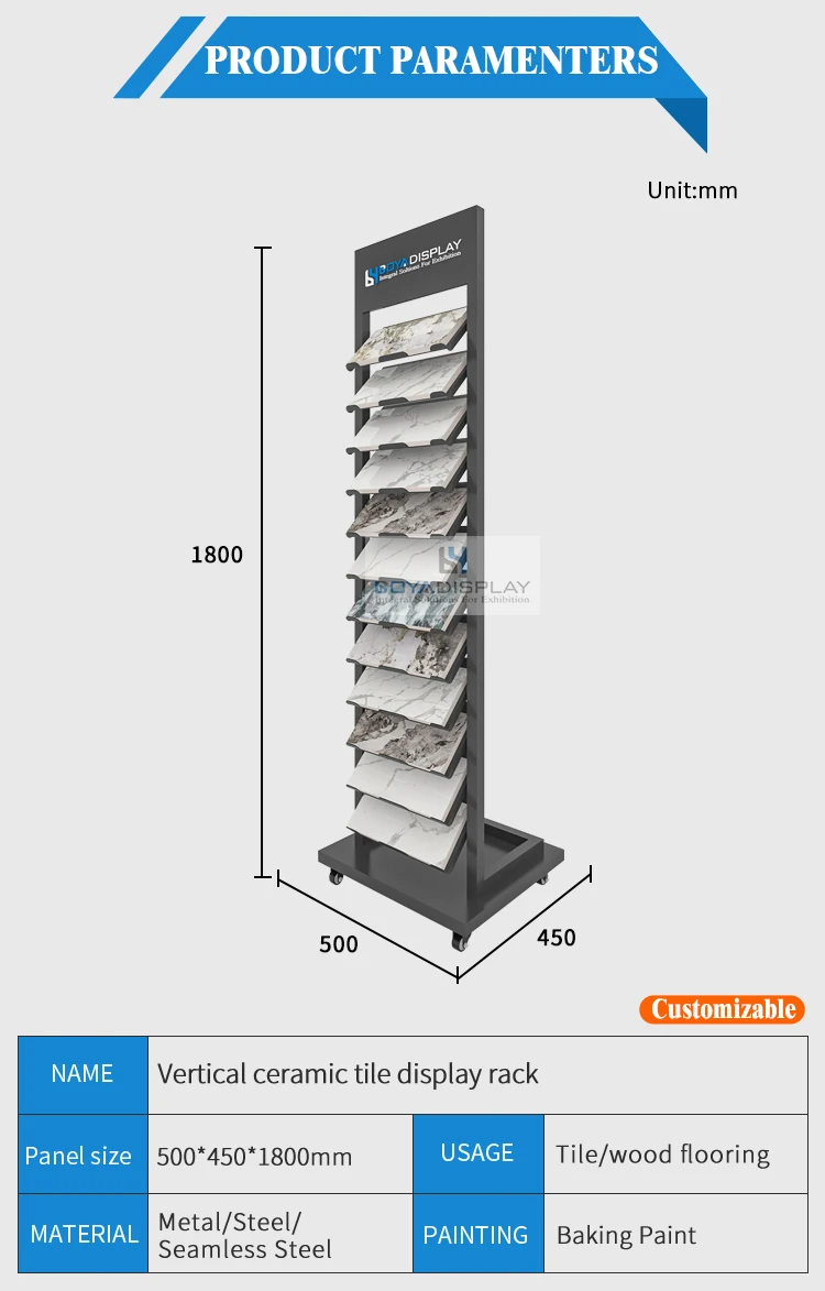 Customized 12 Floors Vertical Ceramic Tile Glass Tile Displays