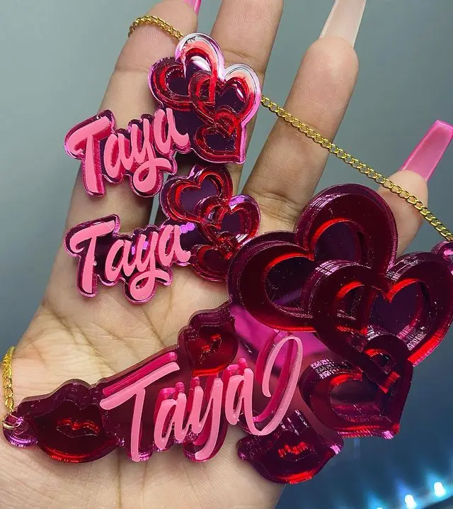 Custom Kids Cartoon Character Name Plate Necklace Gold Cuban Link Chain ...