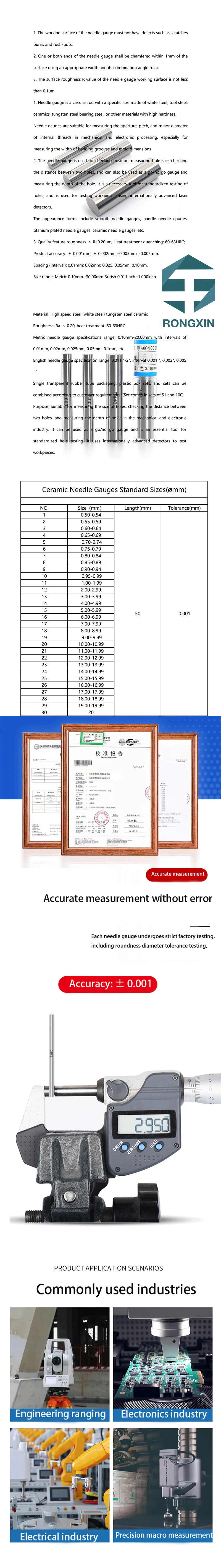 Double End Aluminum Alloy Pin Gage Handle Set Go No Go Plug Gauge ...