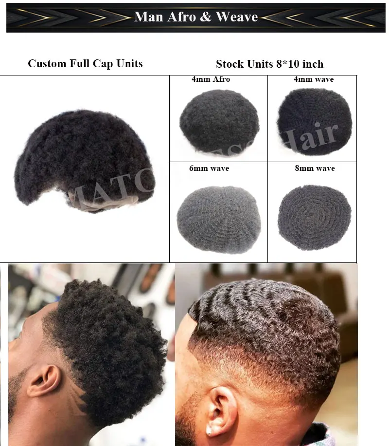 Full Lace African American Toupee Wigs 6mm Men Weave For Black Men Hair ...