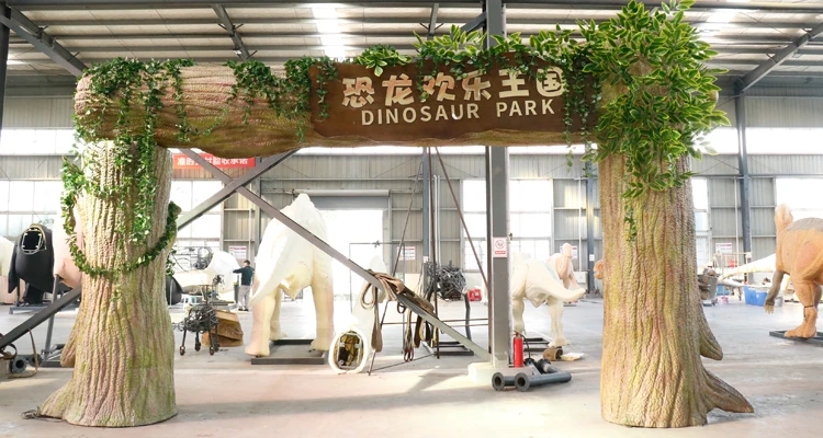 Outdoor Dinosaur Theme Park Entrance Customized Dinosaur Gate For Sale ...